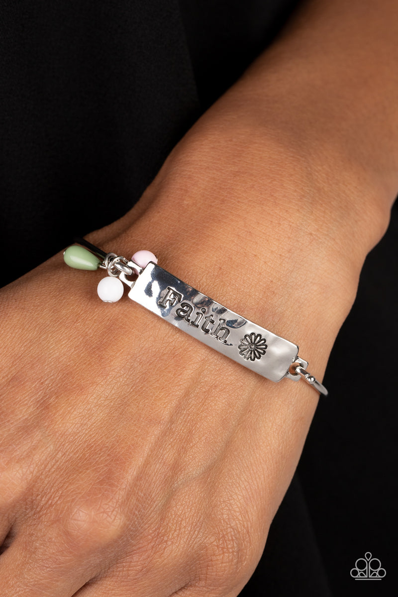 Paparazzi Flirting with Faith - Green - Silver Bangle Bracelet | $5 ...